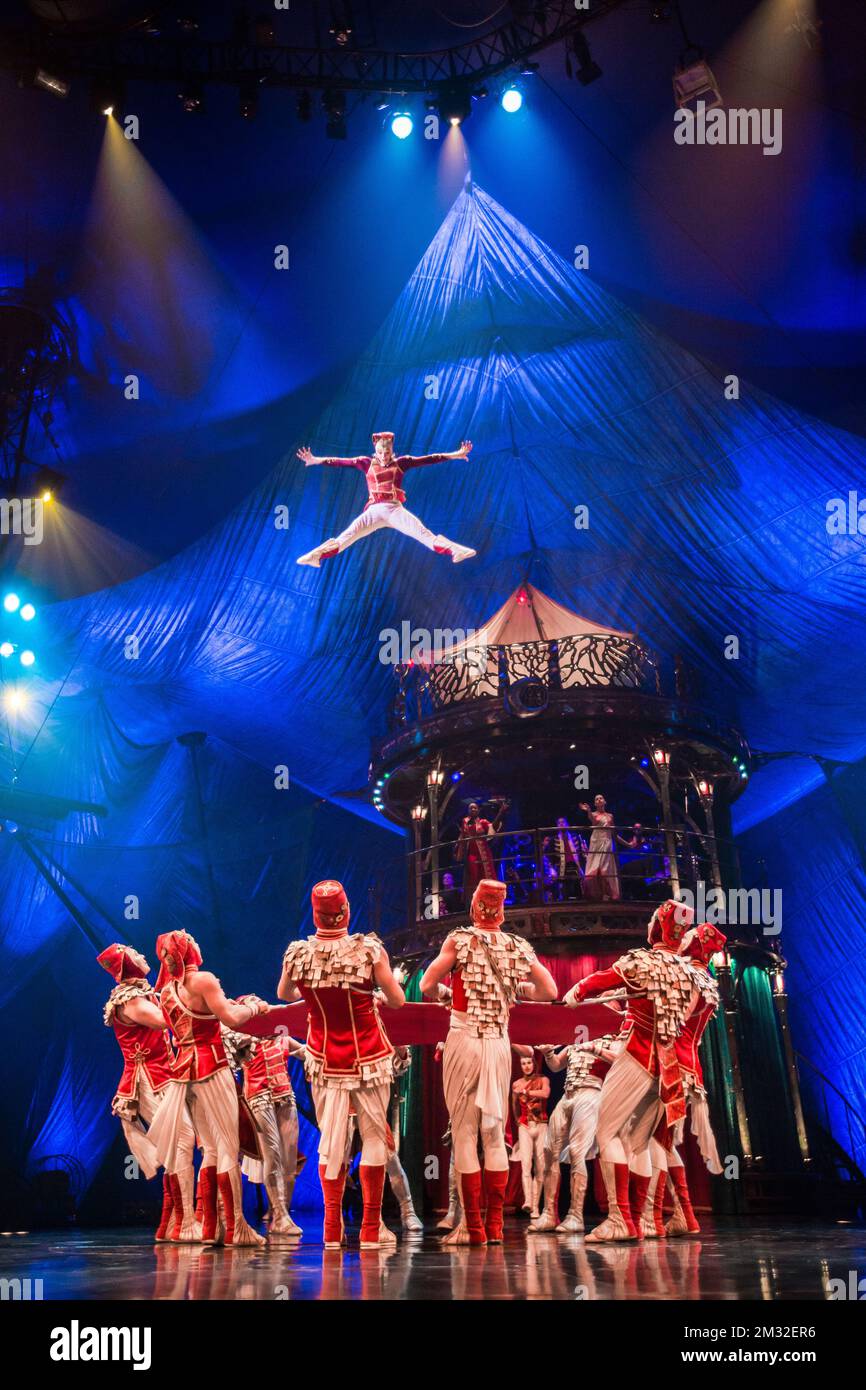 This handout picture, distributed by Full Options shows the Kooza show ...