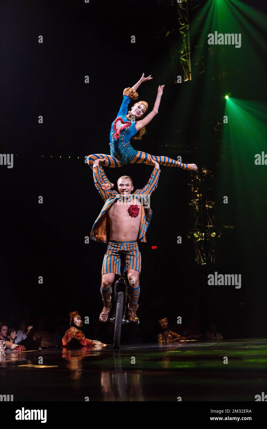 This handout picture, distributed by Full Options shows the Kooza show ...