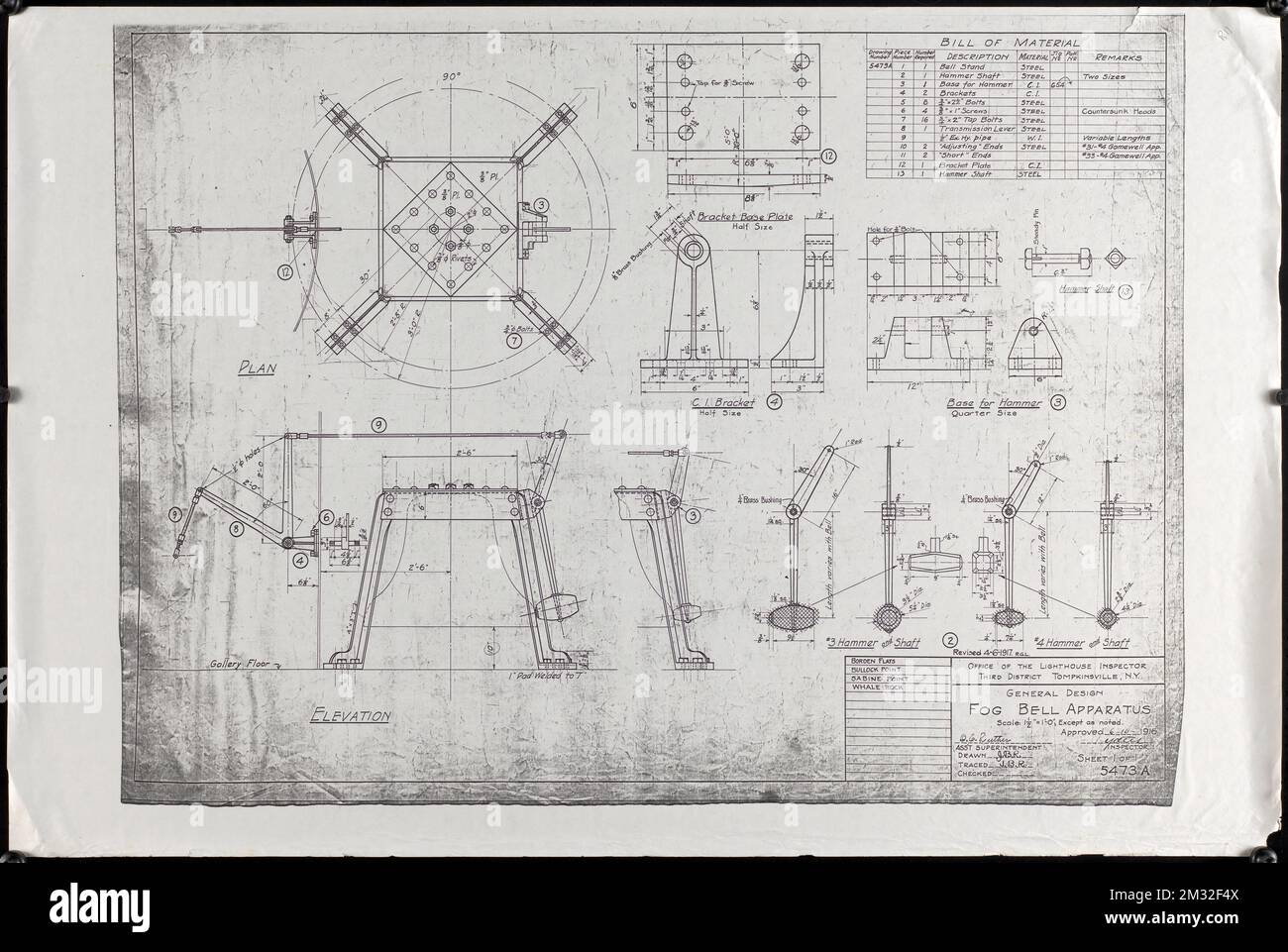 General design, fog bell apparatus , Horns Communication devices. Coast ...
