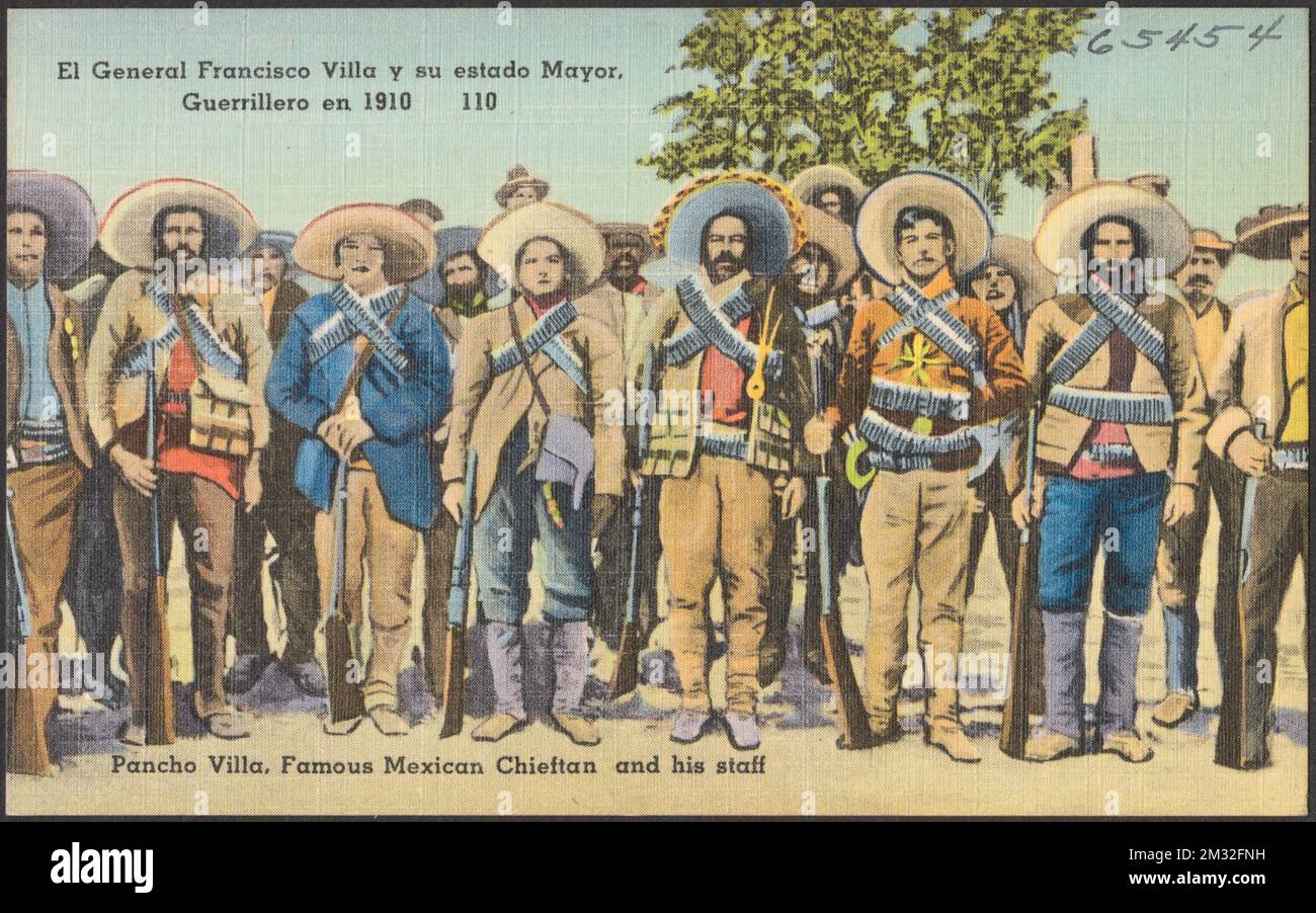 El General Francisco Villa y su estado mayor, guerrillero en 1910 ...