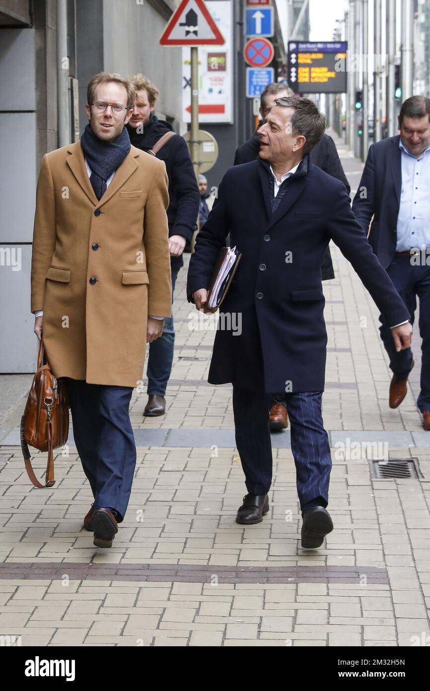 CD&V's Peter Van Rompuy and CD&V's Servais Verherstraeten arrive at a ...