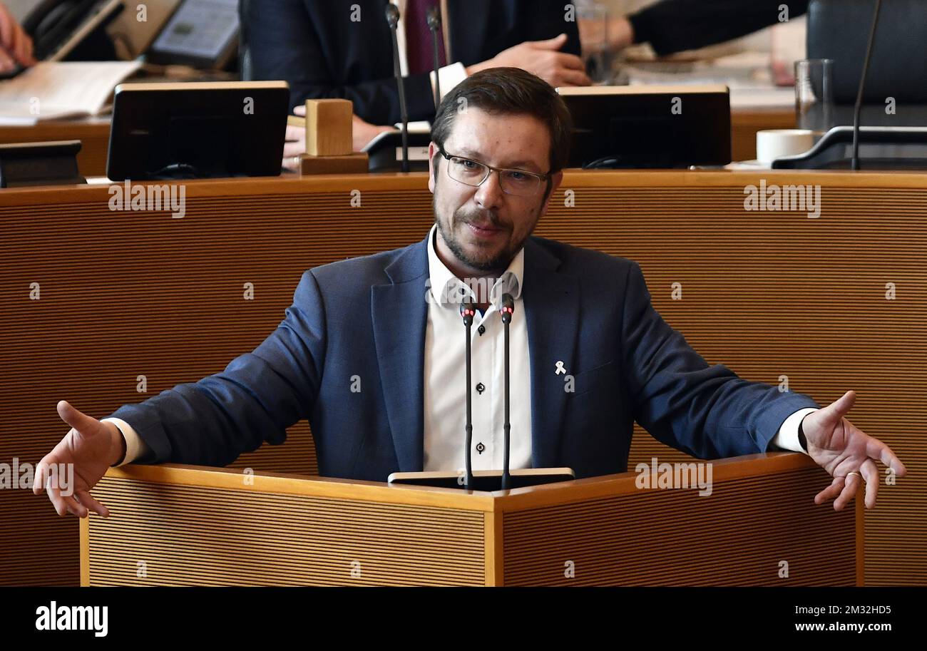 cdH's Francois Desquesnes pictured during a plenary session of Walloon ...