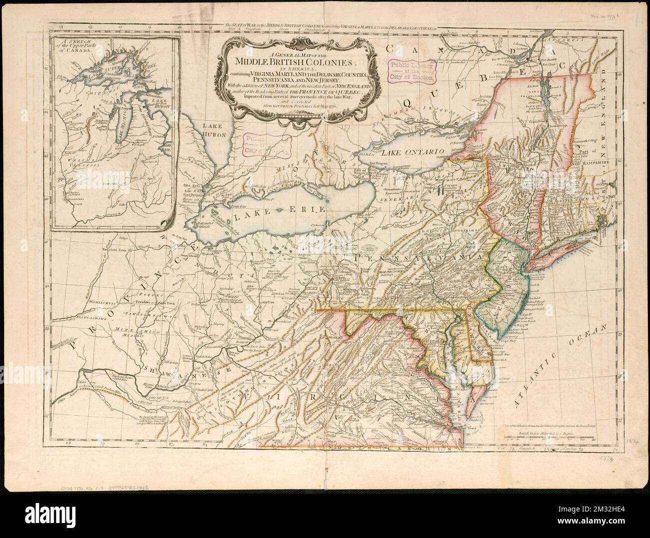 A general map of the middle British colonies, in America : containing ...