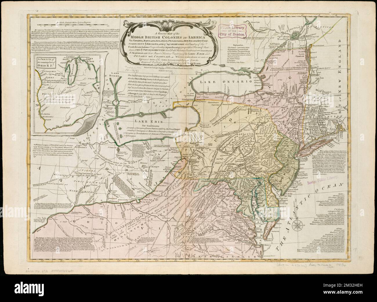 A general map of the middle British colonies in America, viz. Virginia ...