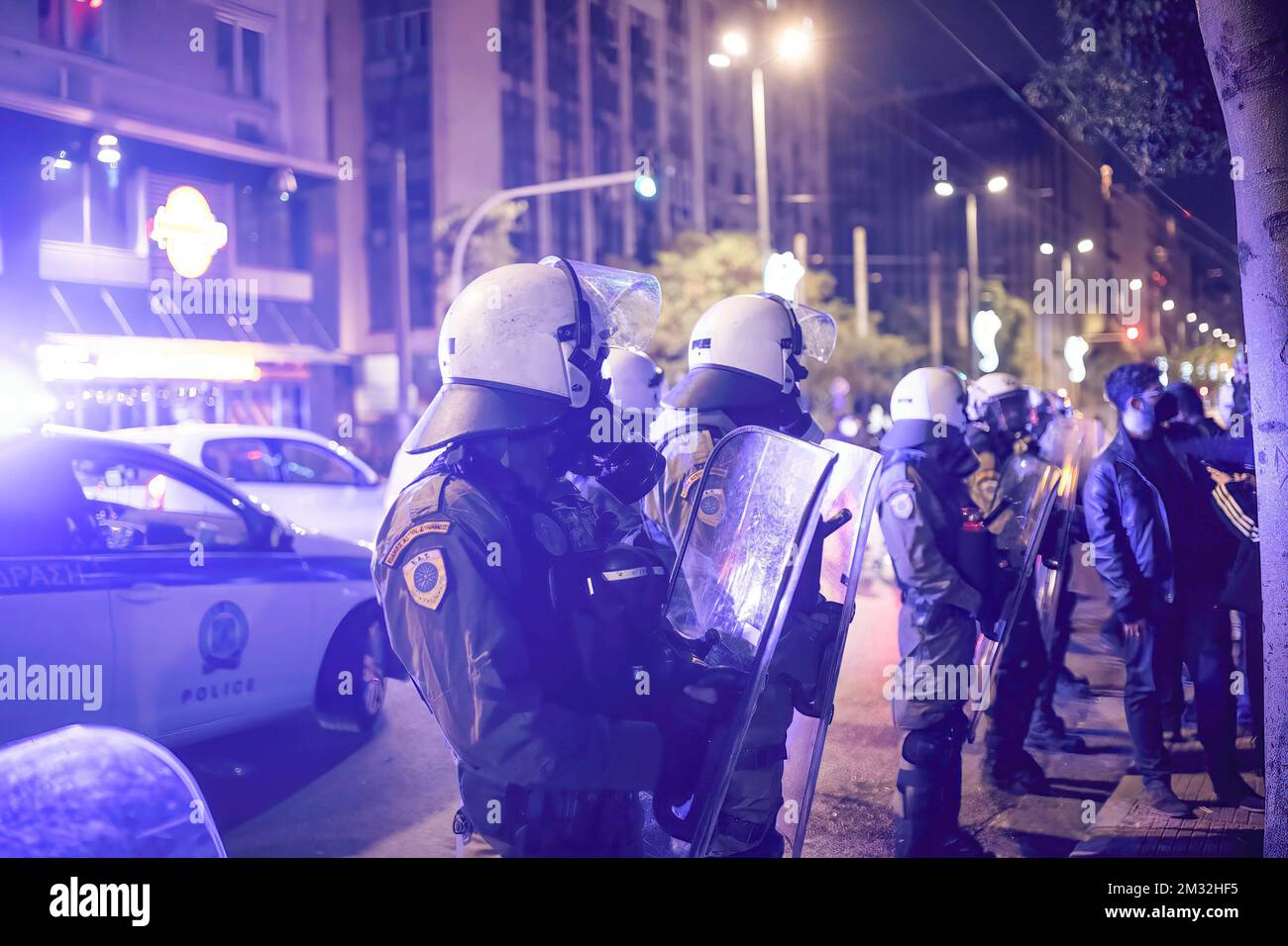 Athens, Greece. 13th Dec, 2022. Police forces patrol the place where ...