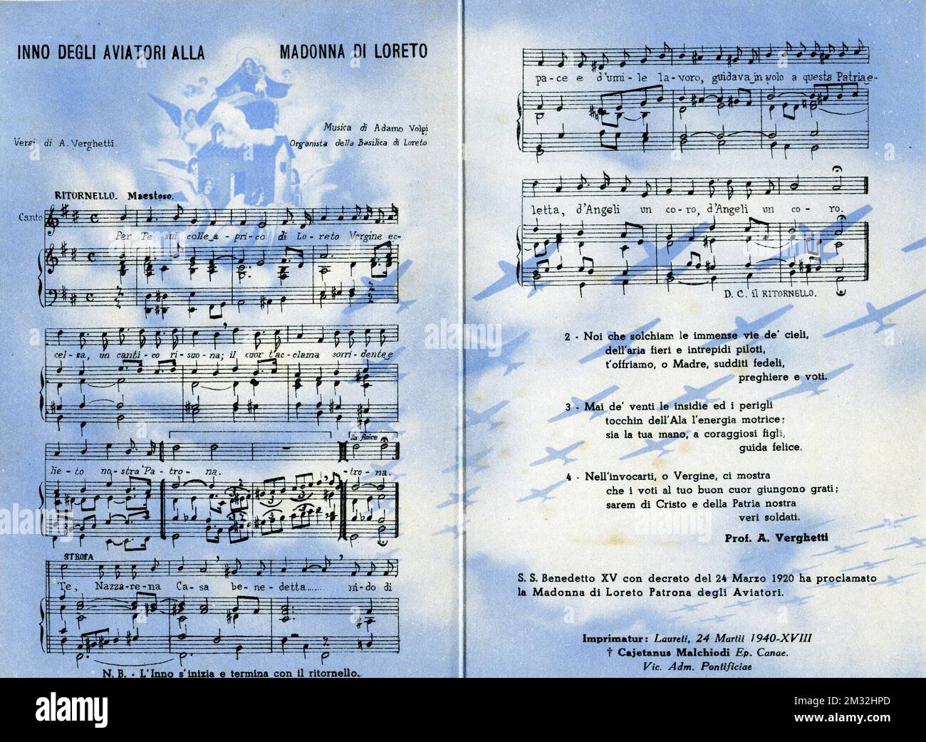 Aeroplani - Cartolina Inno degli aviatori alla Madonna di Loreto (2 ...