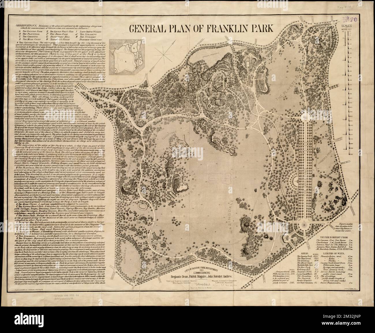 General plan of Franklin Park , Parks, Massachusetts, Boston ...