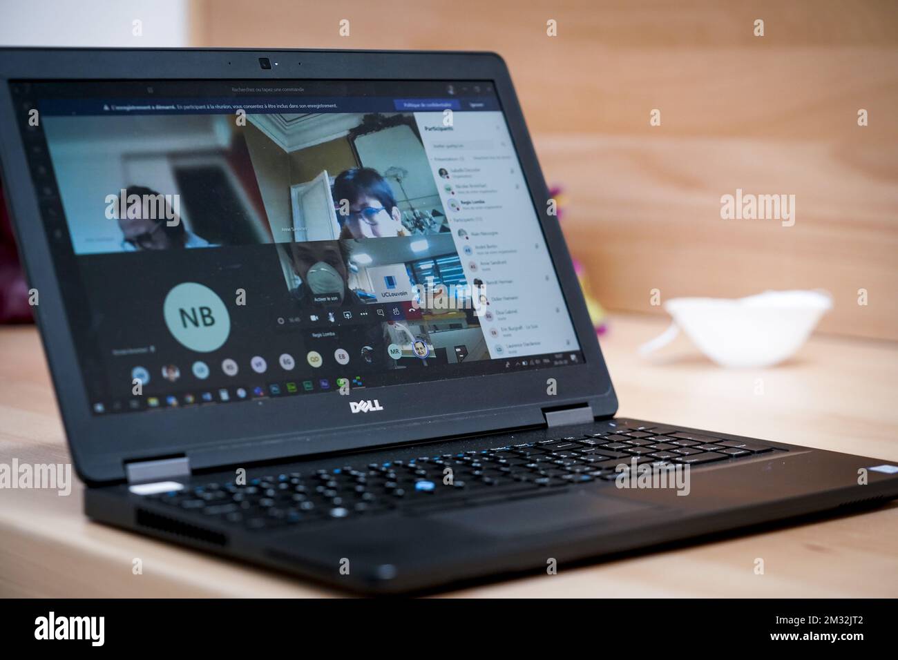 Illustration picture shows a computer with the online press conference ...