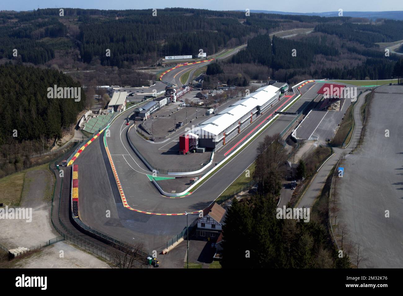 This aerial image shows the Spa-Francorchamps Formula One track ...