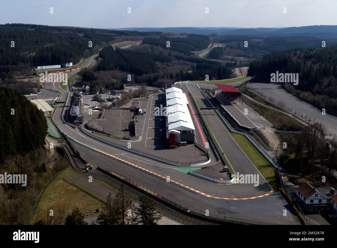 This aerial image shows the Spa-Francorchamps Formula One track ...