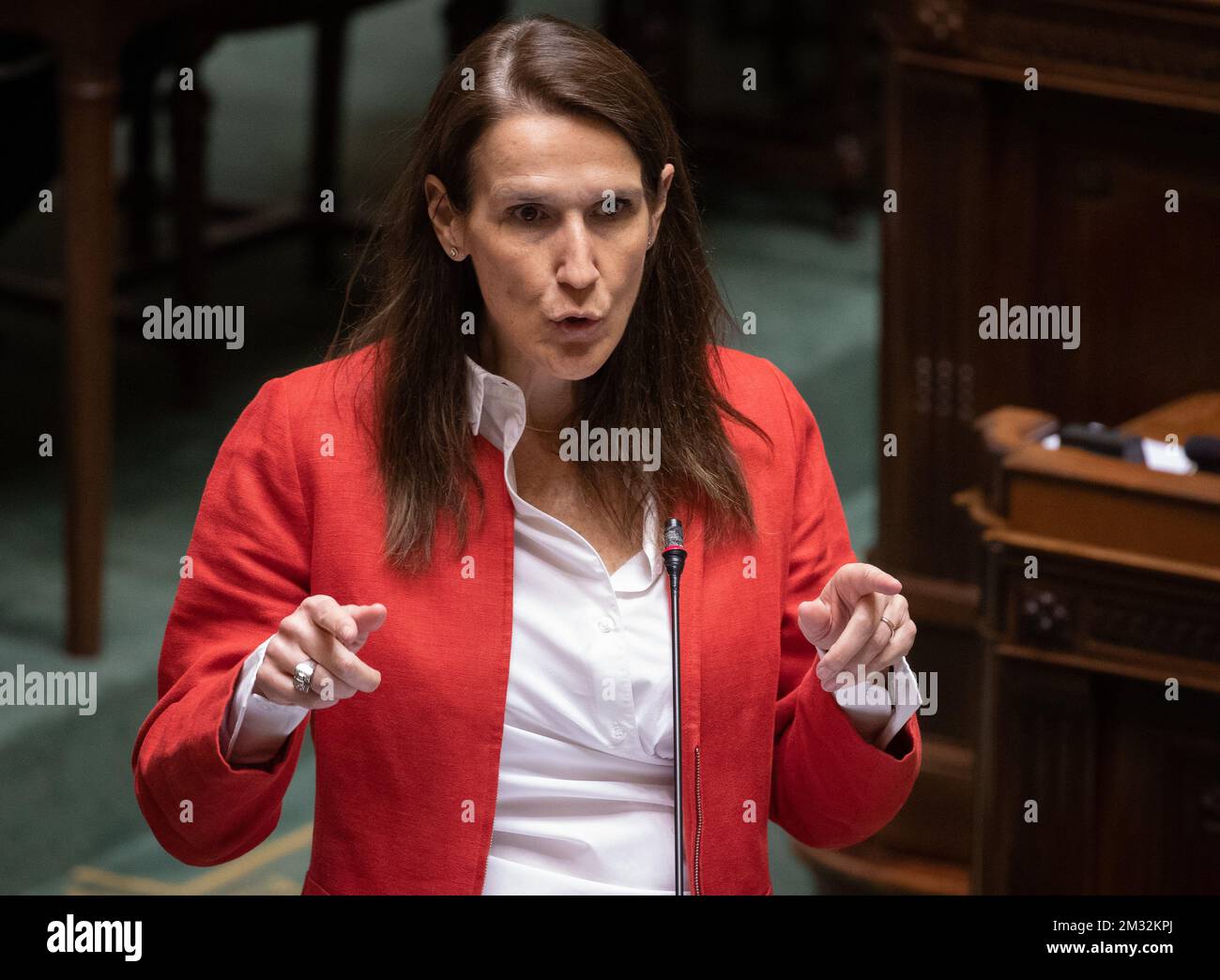 Belgian Prime Minister Sophie Wilmes pictured during a plenary session ...