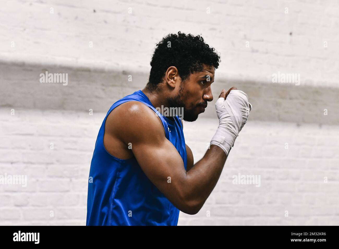 Belgian boxer Victor Schelstraete pictured in action during a training ...