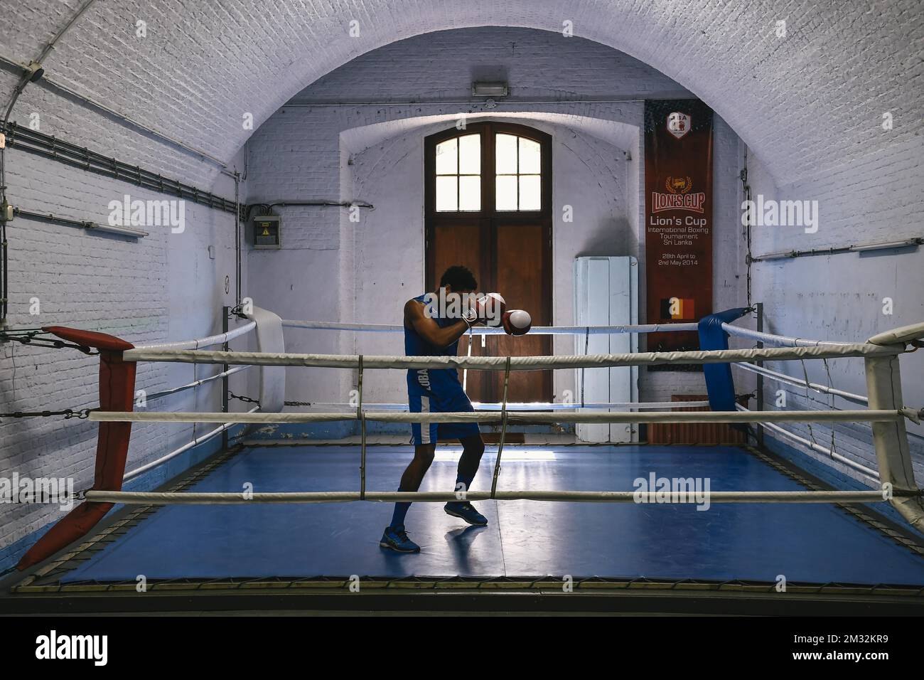 Belgian boxer Victor Schelstraete pictured in action during a training ...