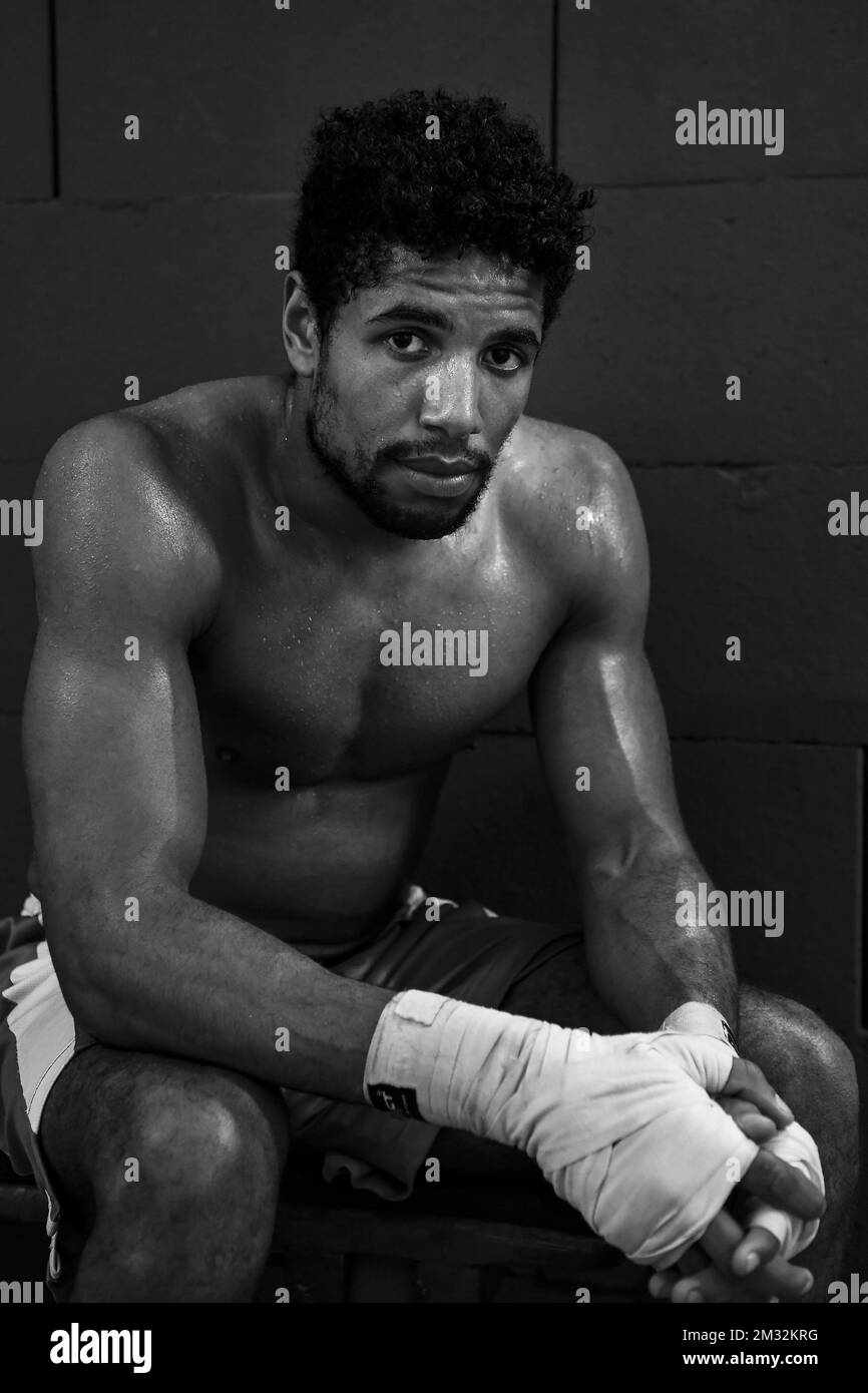 Belgian boxer Victor Schelstraete poses for the photographer at a ...