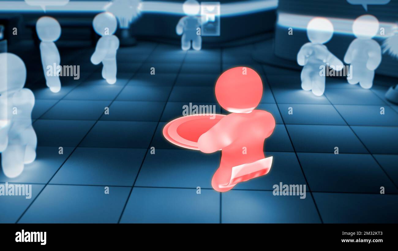 virtual reality avatar is sitting at the table - on-line loneliness ...