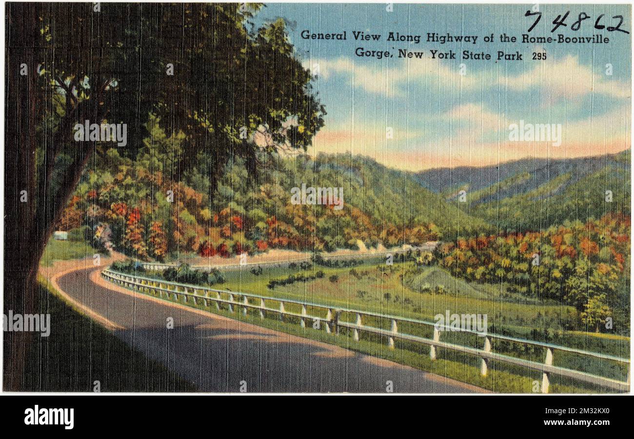 General view along highway of the Rome-Boonville Gorge, New York State ...