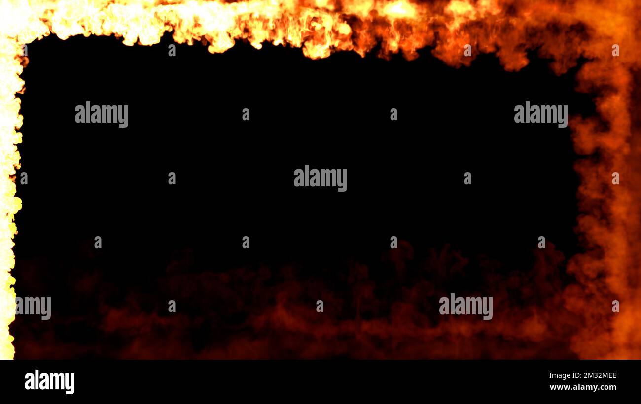 Square frame of blazing red lines of fire, isolated - object 3D ...