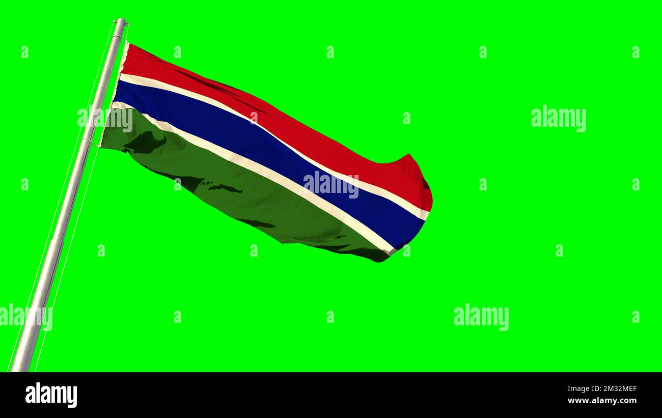 Waving glorious flag of Gambia on chroma key screen, isolated - object ...