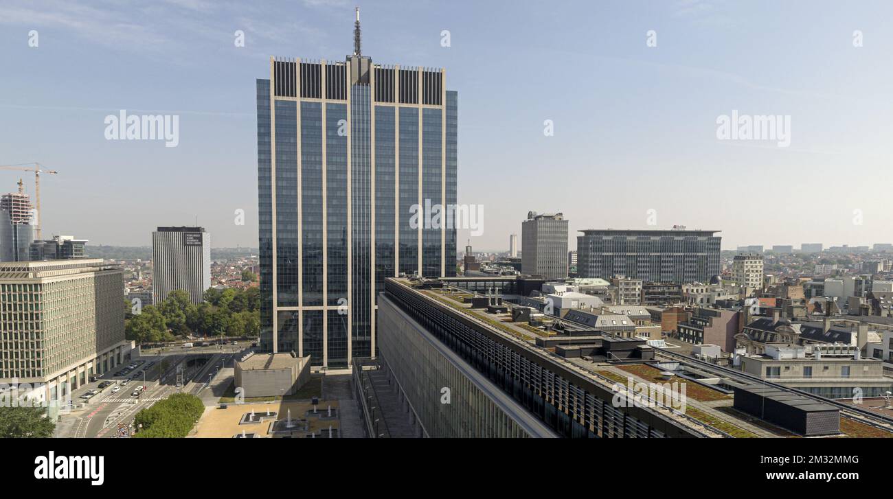 This aerial image shows The Finance Tower pictured during a ceremony to ...