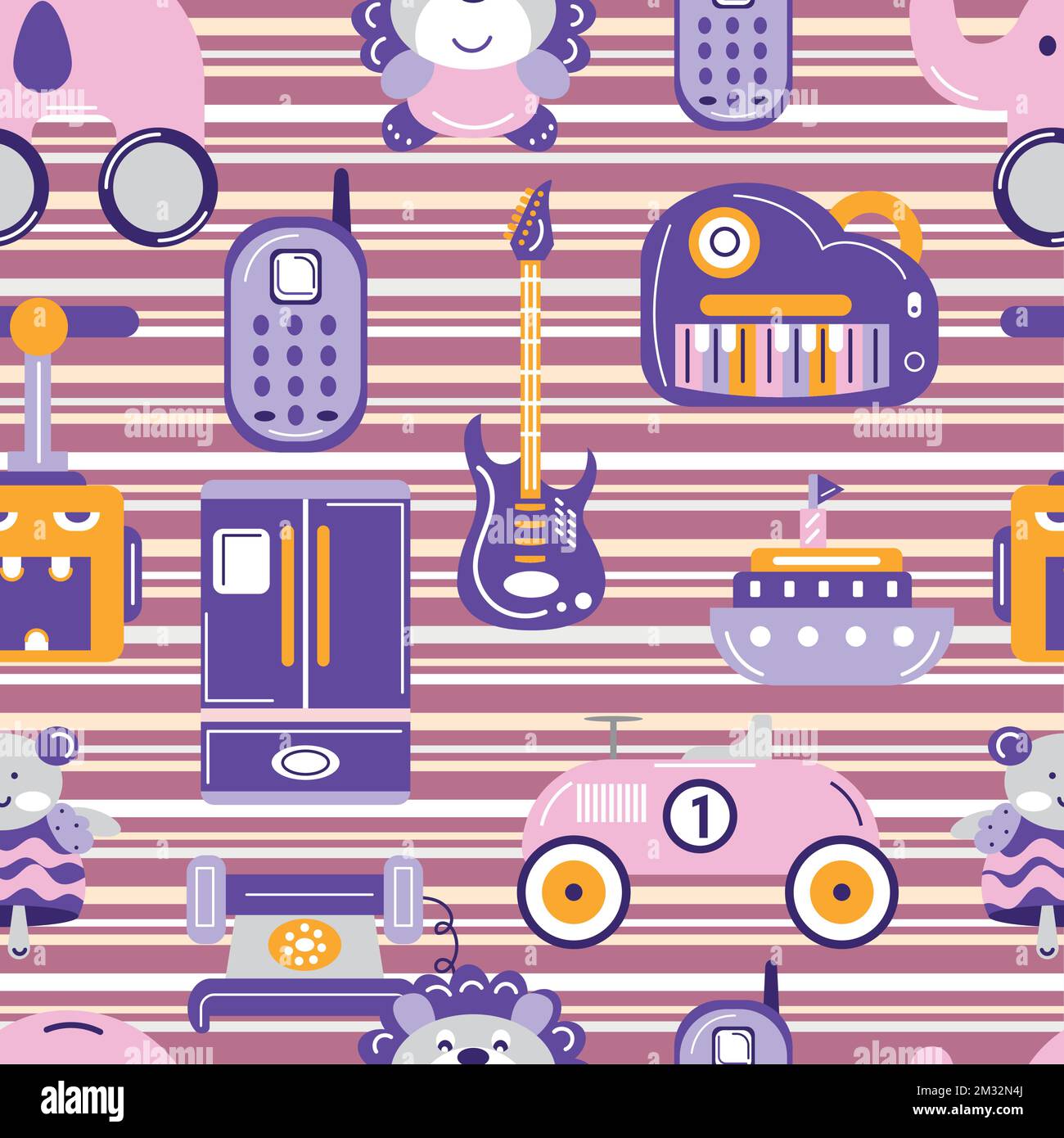 Seamless pattern background with toy icons Vector Stock Vector Image ...