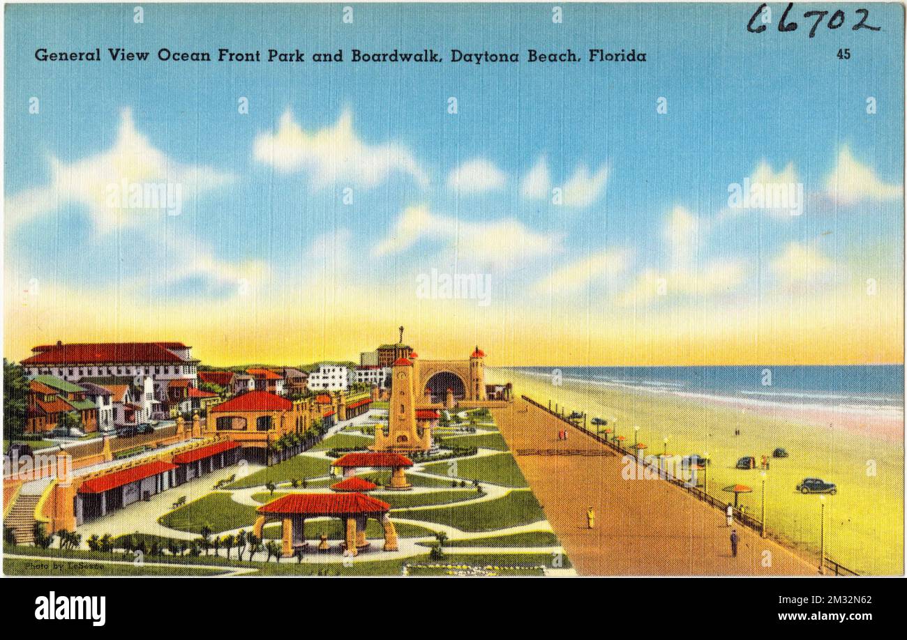 General view Ocean Front Park and boardwalk, Daytona Beach, Florida ...