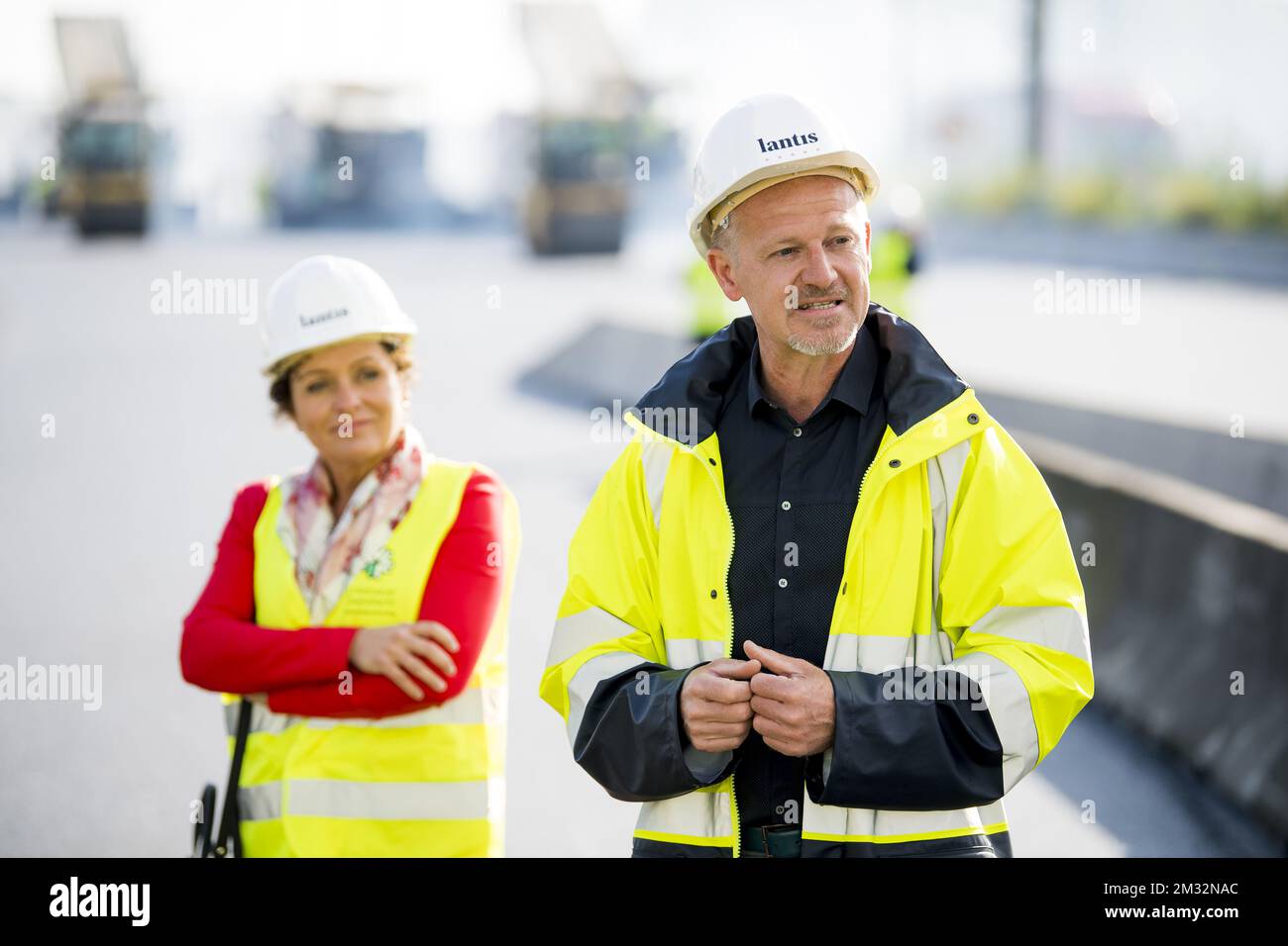 Flemish Minister of Mobility, Public Work Lydia Peeters and Luc ...