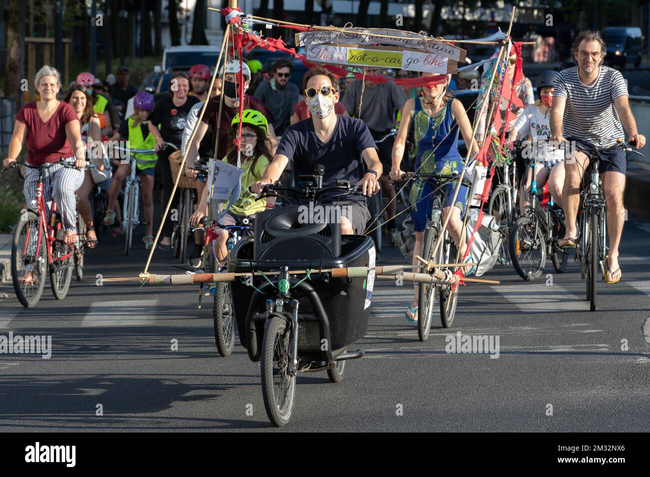Illustration picture taken during a protest action of the Critical Mass ...