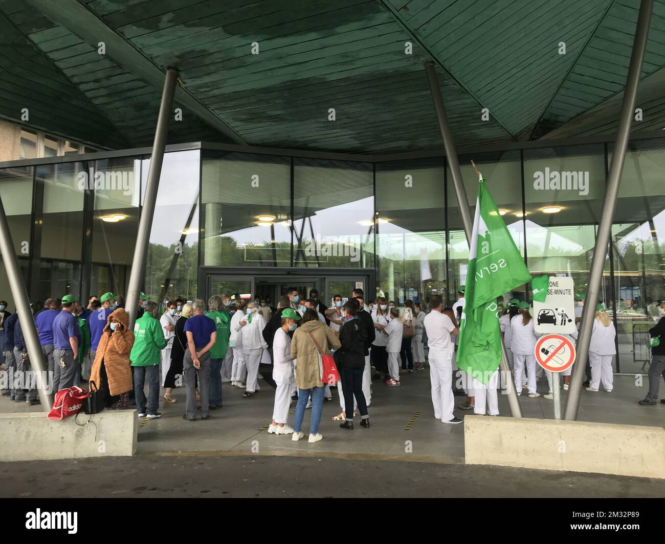 Illustration picture shows a protest action of members of health care ...