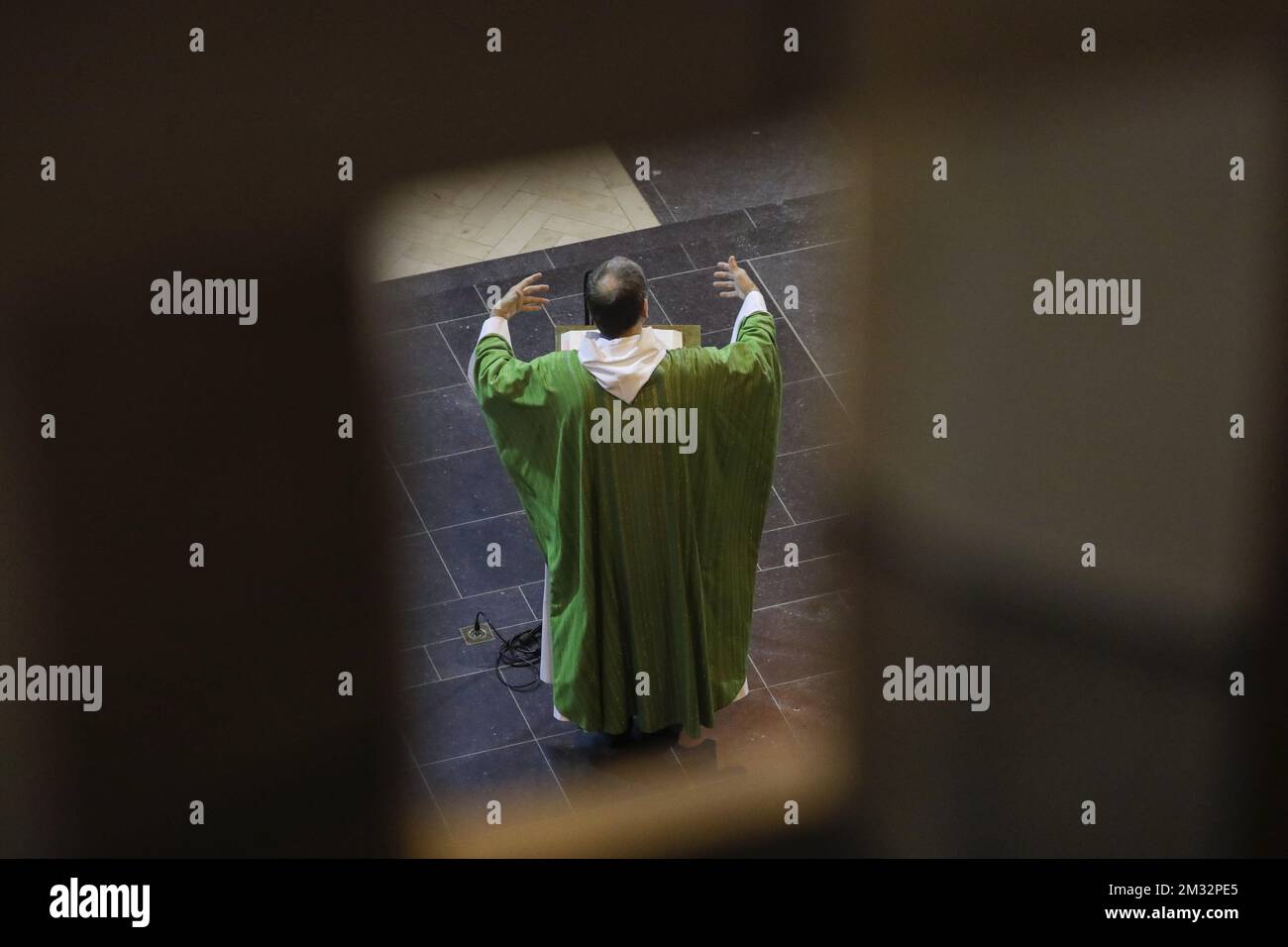 Illustration picture shows Father Marc Leroi during the nine o clock ...