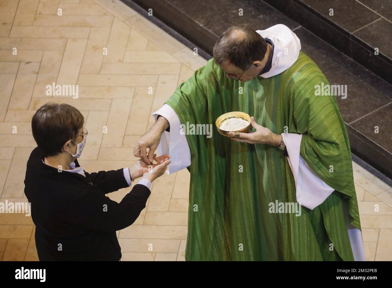 Illustration picture shows Father Marc Leroi during the nine o clock ...