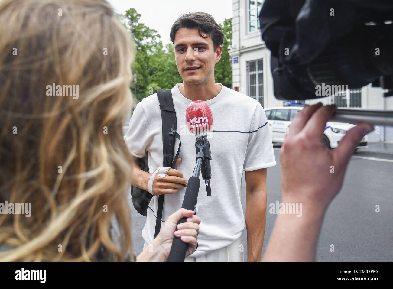 Sp.a chairman Conner Rousseau arrives for a Kern meeting, a restricted ...