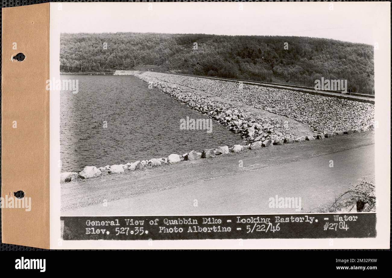 General view of Quabbin Dike, looking easterly, water elevation 527.35 ...
