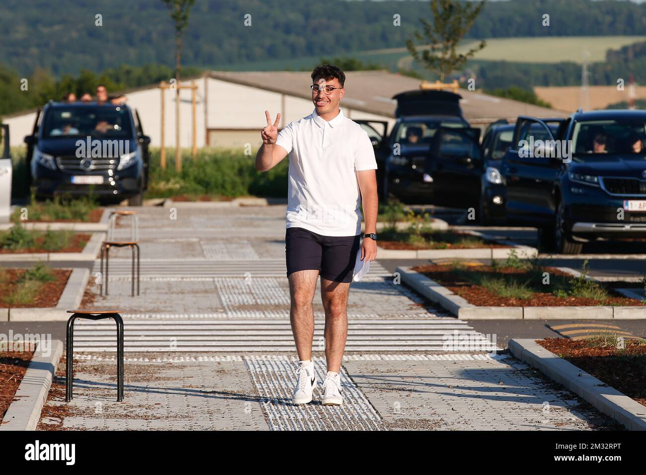 Illustration picture shows a special drive-in proclamation ceremony for ...