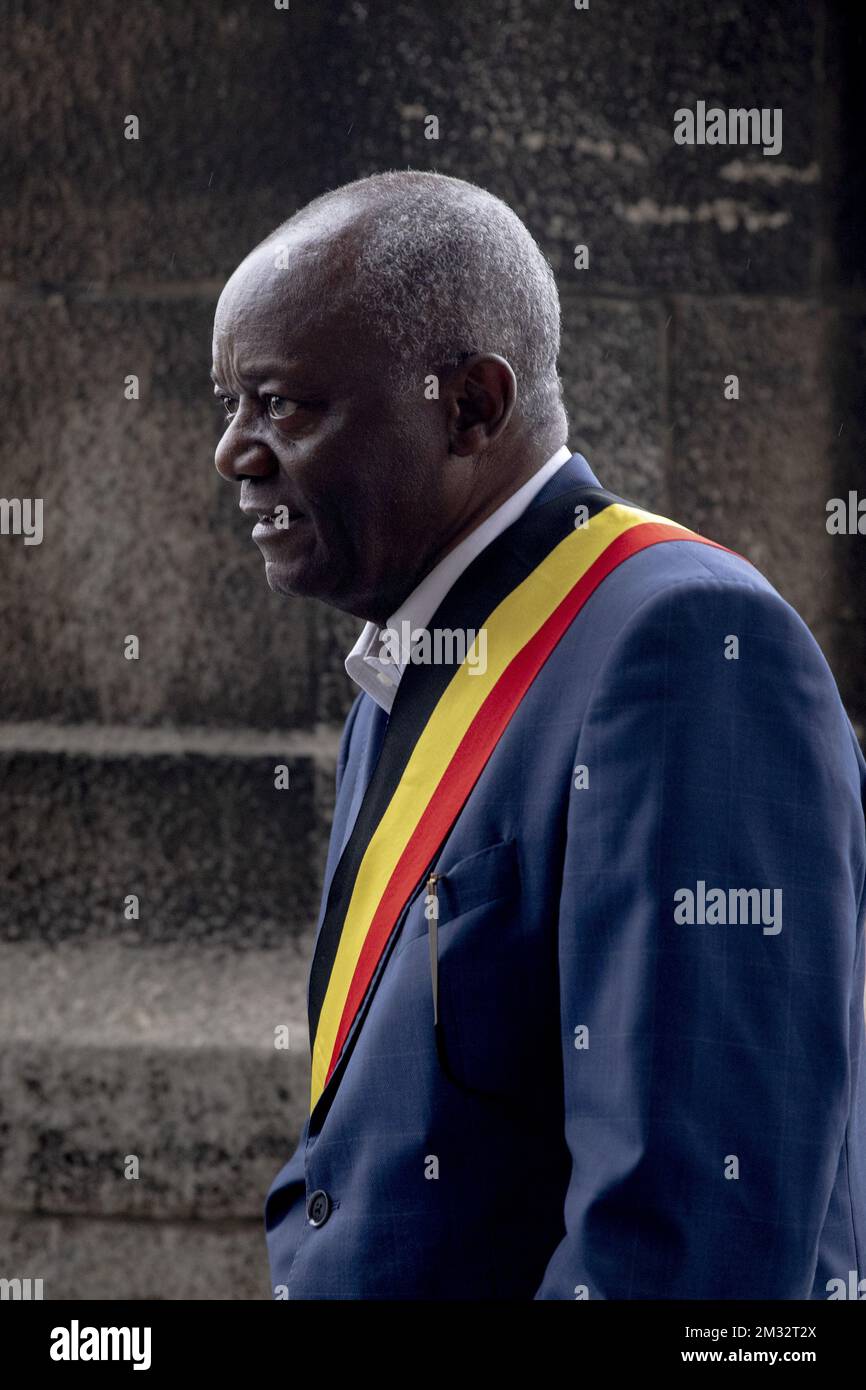 Ganshoren mayor Pierre Kompany pictured during a declaration on the ...