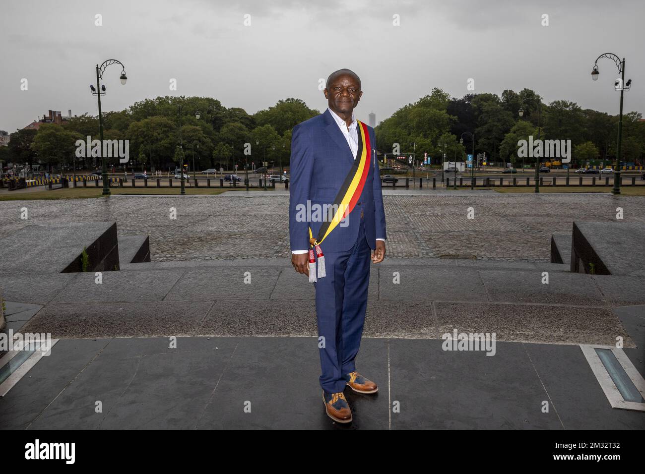 Ganshoren mayor Pierre Kompany pictured during a declaration on the ...