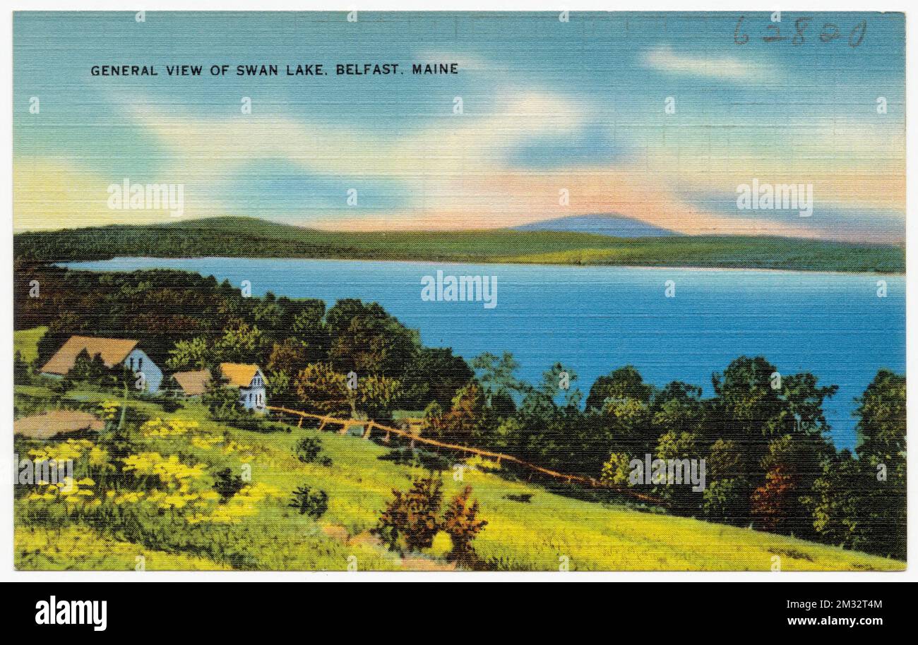 General view of Swan Lake, Belfast, Maine , Lakes & ponds, Tichnor ...