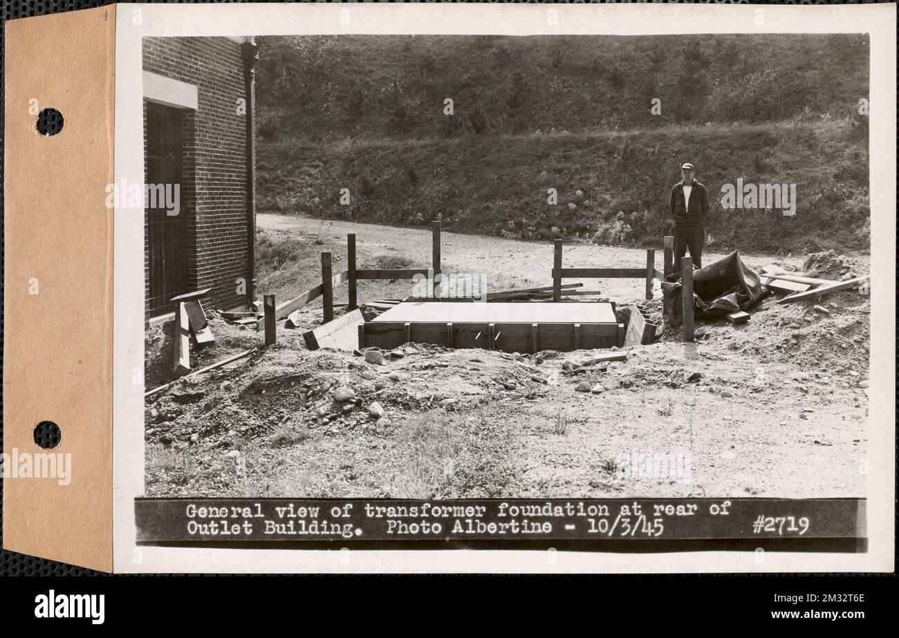 General view of transformer foundation at rear of outlet building ...