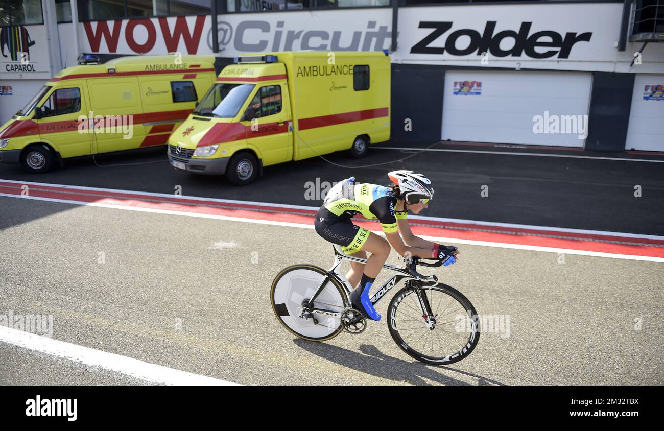 Illustration picture shows a time trial training session of Belgian ...