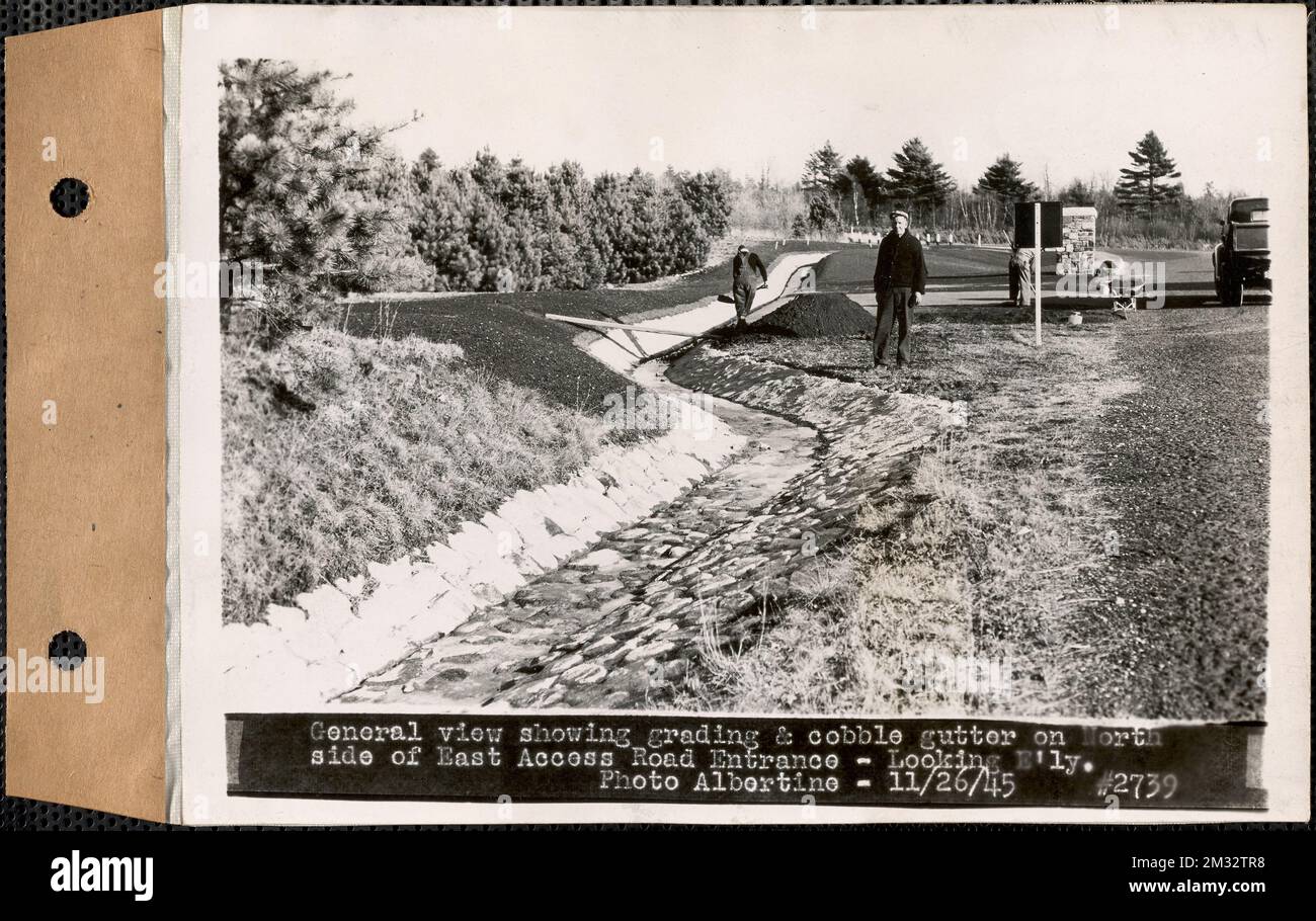 General view showing grading and cobble gutter on north side of East ...