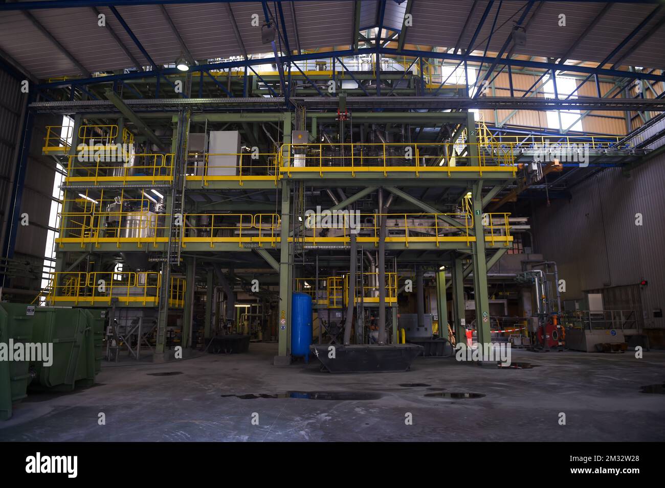 Illustration picture taken inside the Zinc powder production plant of ...
