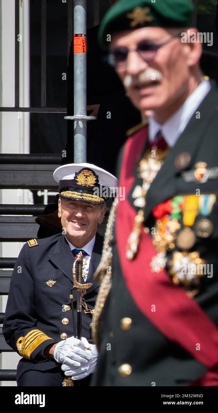 Former Head of defence General Marc Compernol passes by New chief of ...