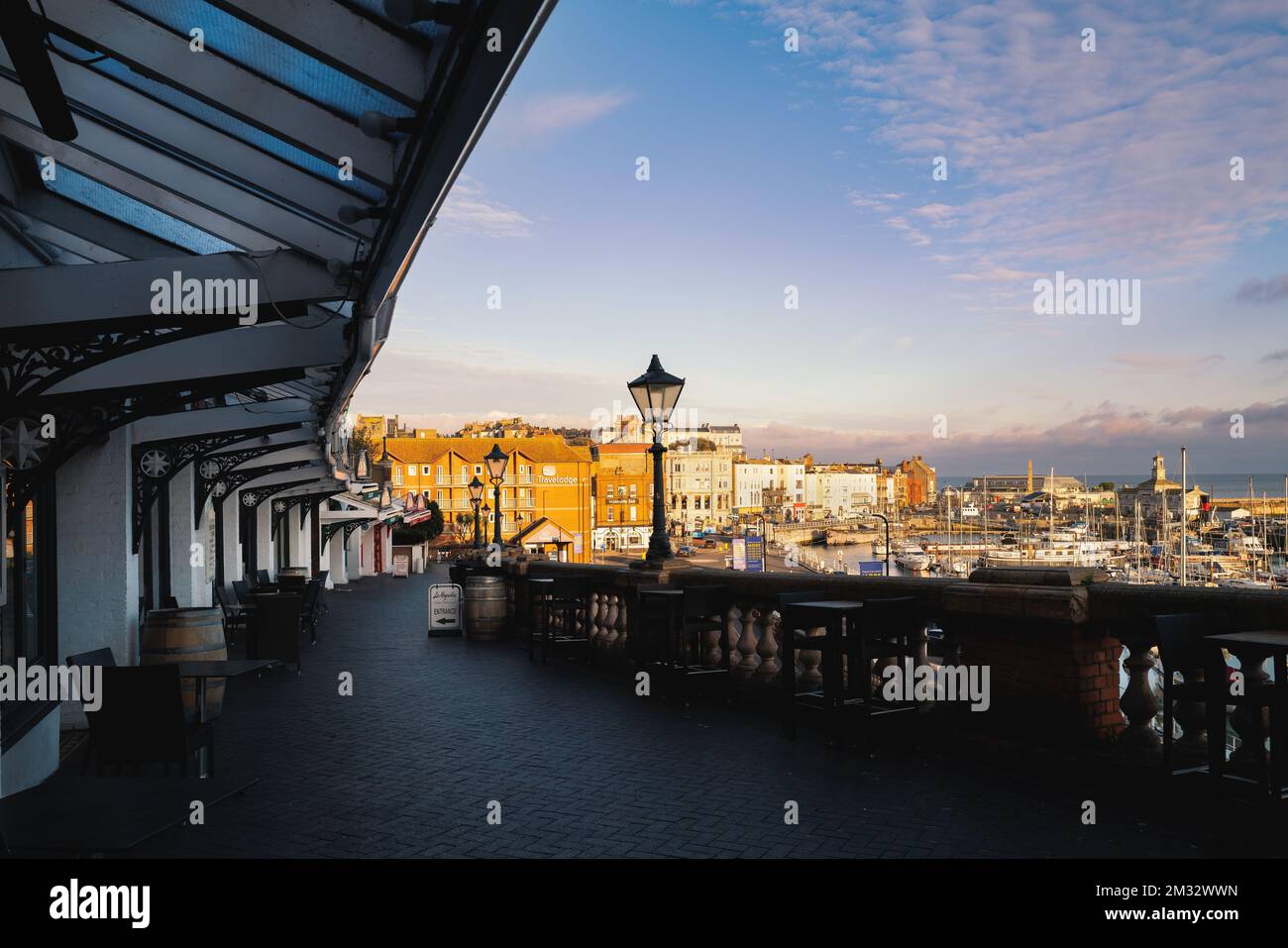 Ramsgate, UK - Dec 7 2022. Ramsgate Royal Harbour in the late afternoon ...