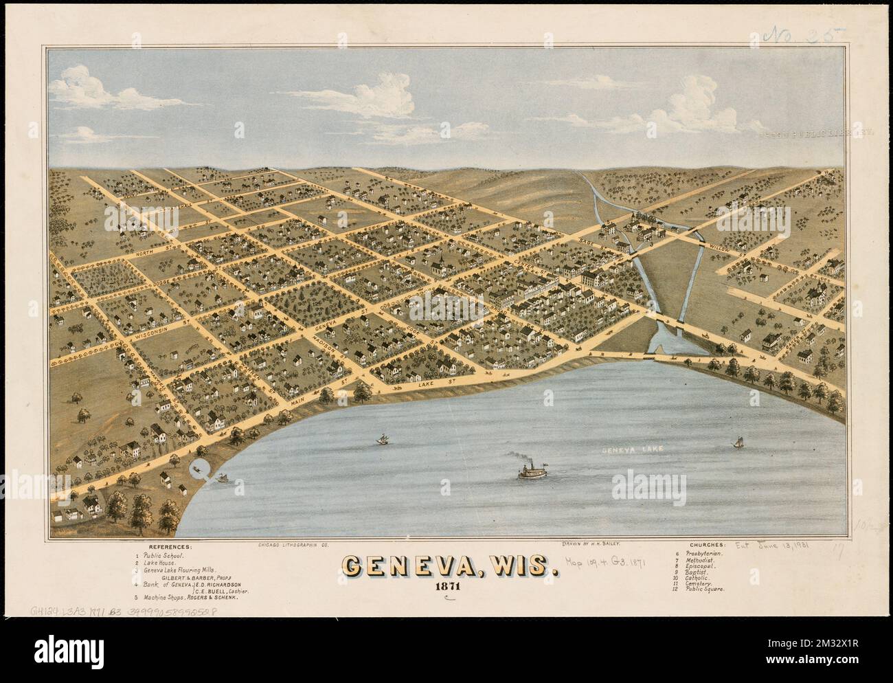 Geneva, Wis : 1871 , Lake Geneva Wis., Aerial views Norman B. Leventhal ...