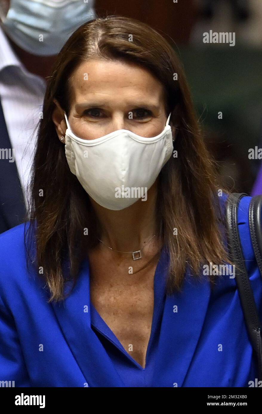 Belgian Prime Minister Sophie Wilmes pictured wearing a mouth mask ...