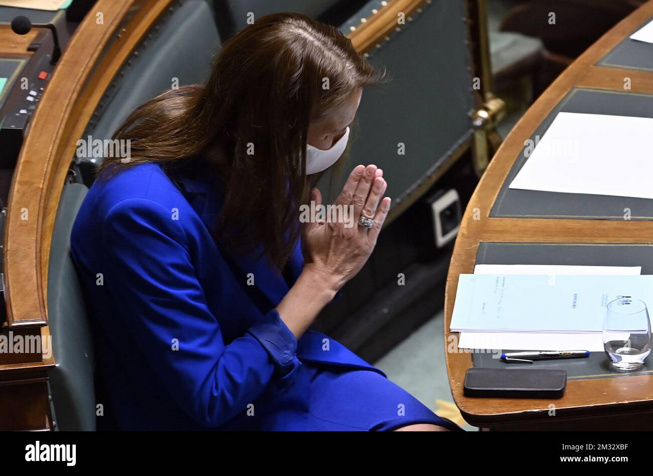 Belgian Prime Minister Sophie Wilmes pictured during a plenary session ...