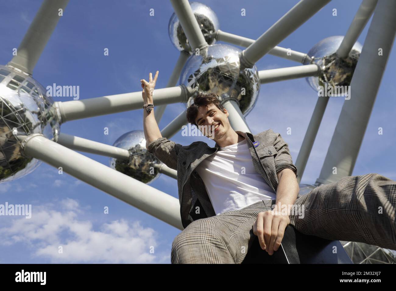 Belgian DJ and musician Henri PFR poses at the Atomium ahead of a ...