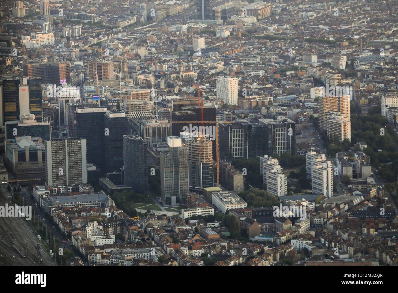 Illustration picture shows an aerial view of the city center of ...