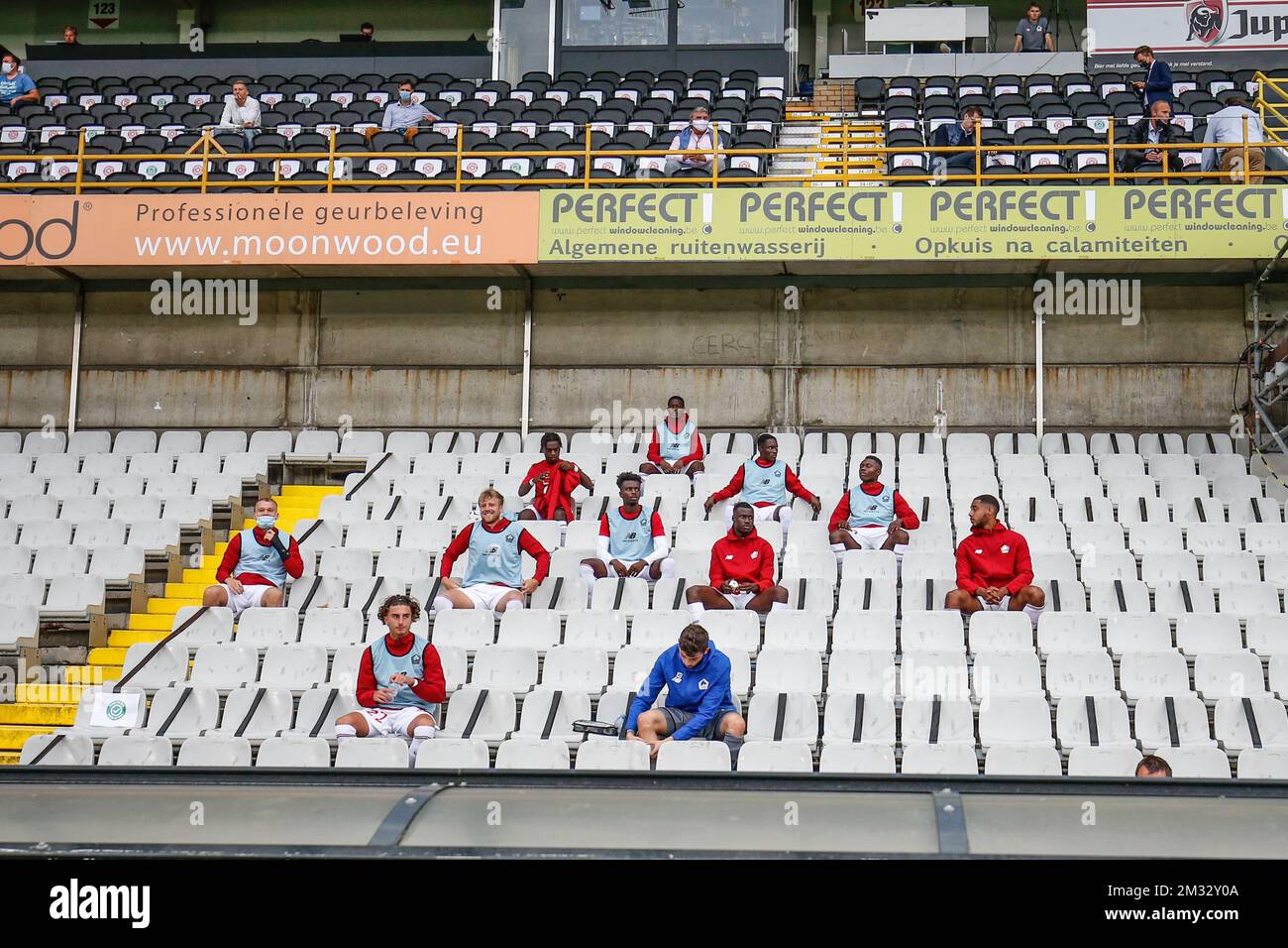 LOSC players pictured at the start of a friendly soccer game between ...