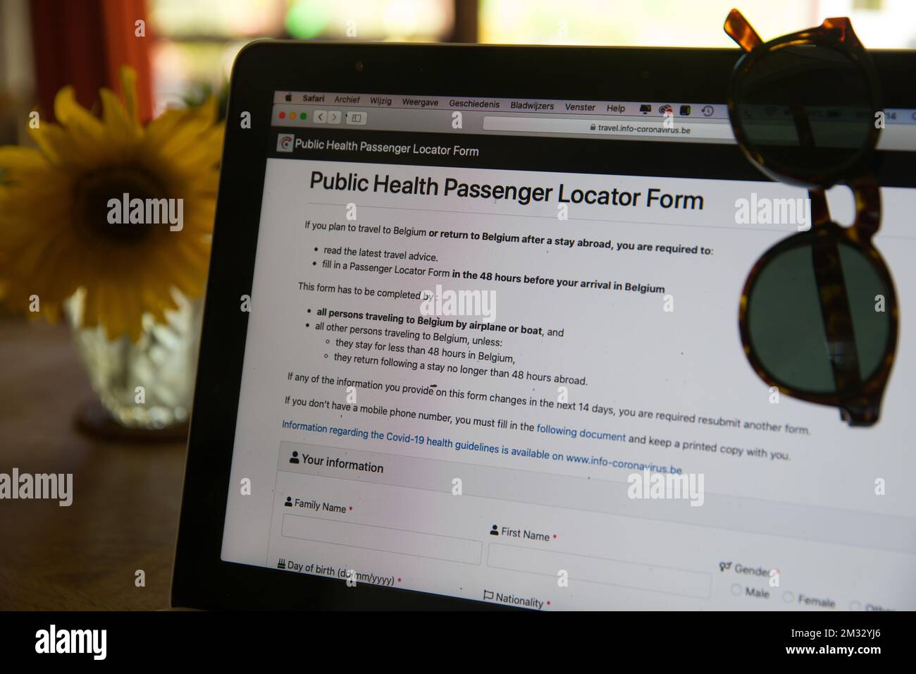 Illustration picture shows the 'Oublic Health Passenger Locator Form ...