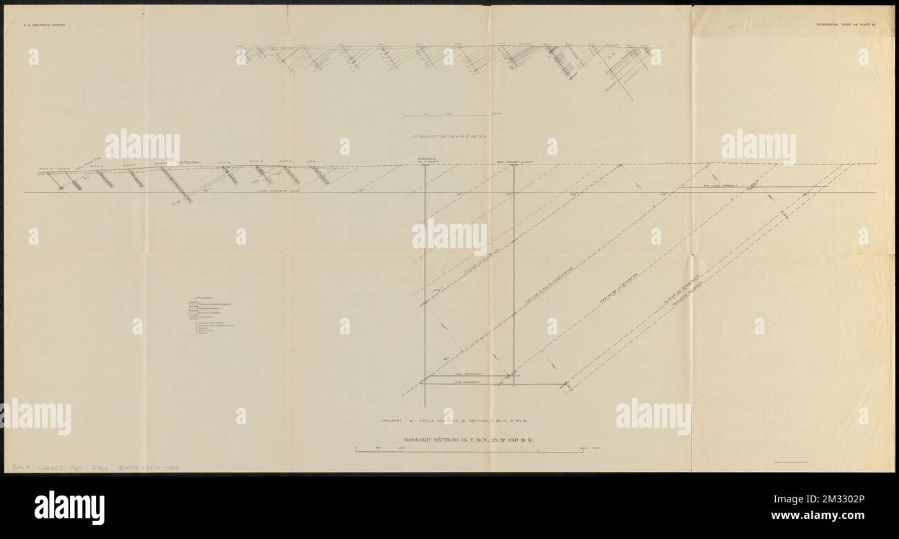 Geologic sections in T. 56 N., Rs. 32 and 33 W. , Geological cross ...